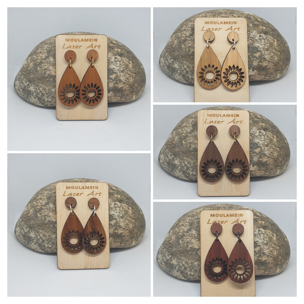 Timber Earrings – Moulamein Glass and Laser